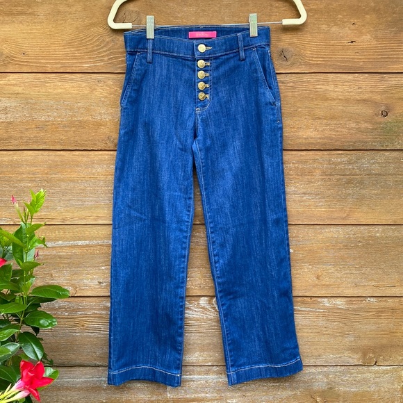 Lilly Pulitzer | Jeans | Lilly Pulitzer Aileen Gold Button Fly Cropped ...